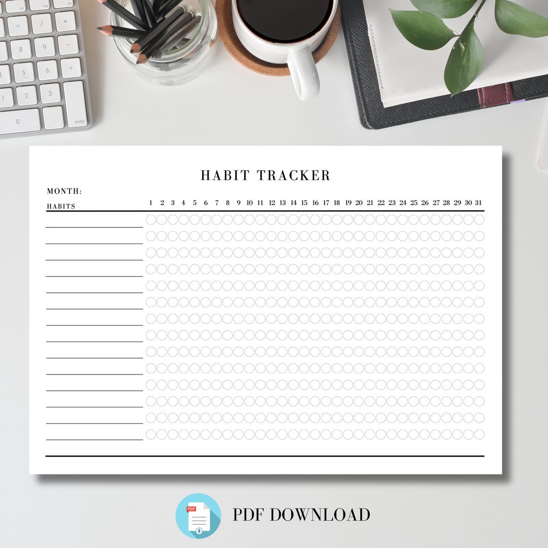 Habit Tracker Sheet for Tracking Habits Throughout Month - Etsy