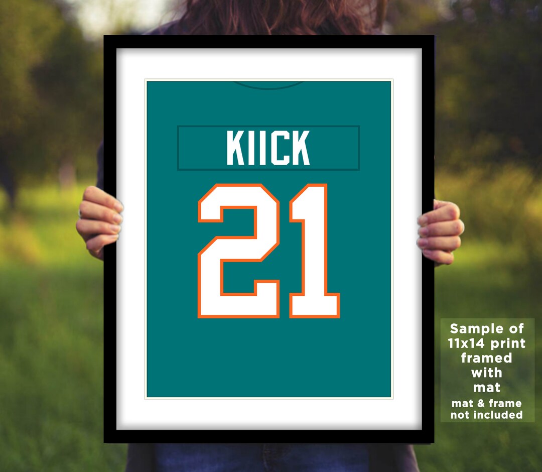 JIM KIICK Jersey Photo MIAMI Dolphins Throwback Football Aqua or White ...