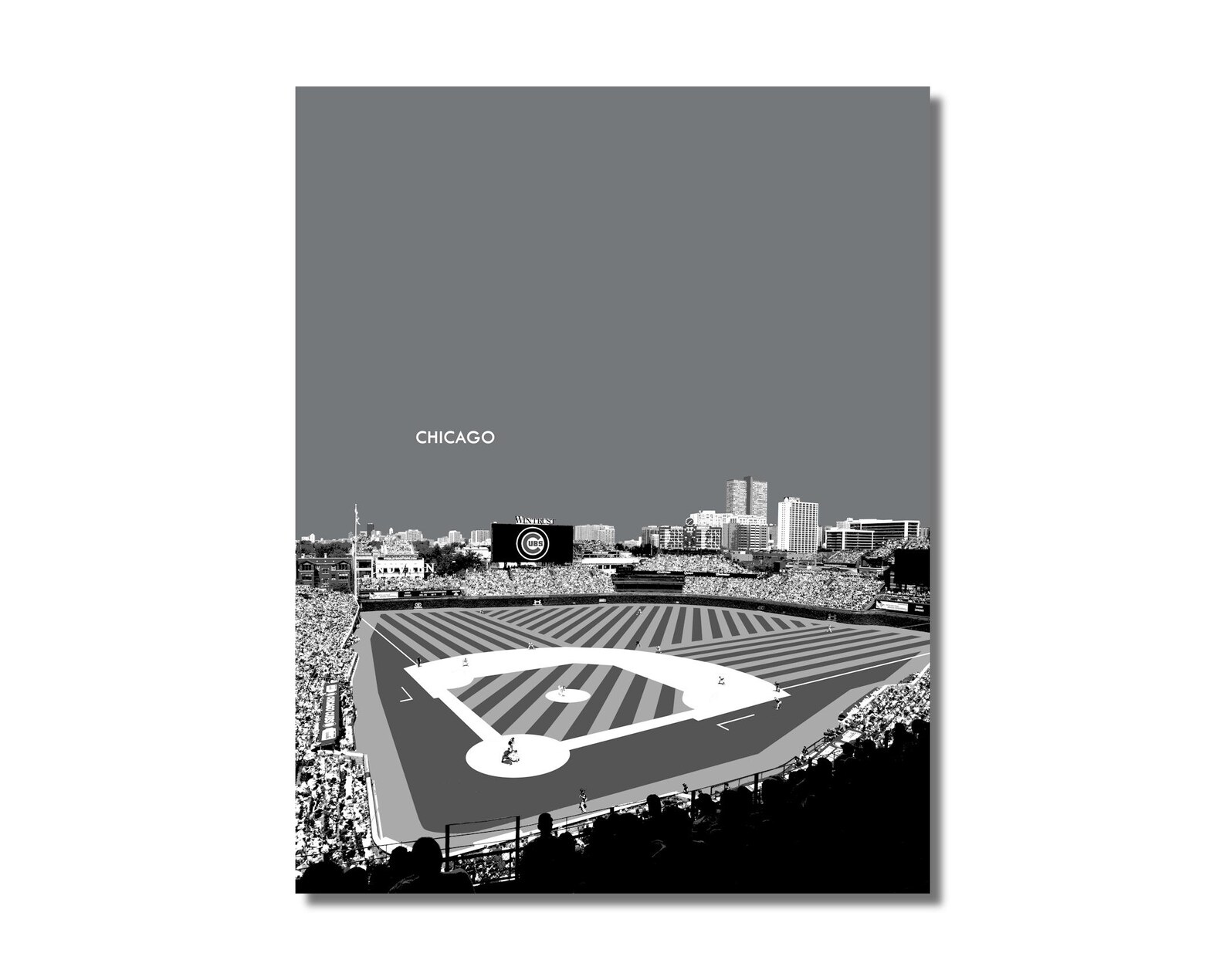WRIGLEY FIELD Chicago Cubs Photo Picture Baseball Stadium Skyline ...