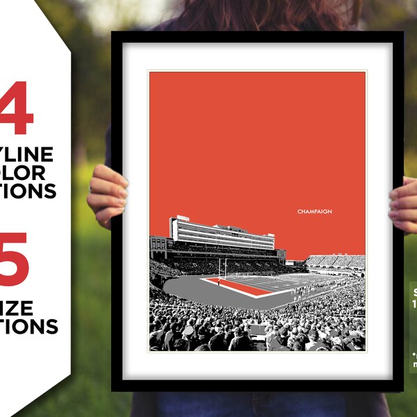 University of Illinois Memorial Stadium Poster - Etsy