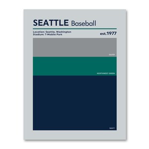 SEATTLE MARINERS Team Color Swatch Photo Picture Baseball Poster Print ...