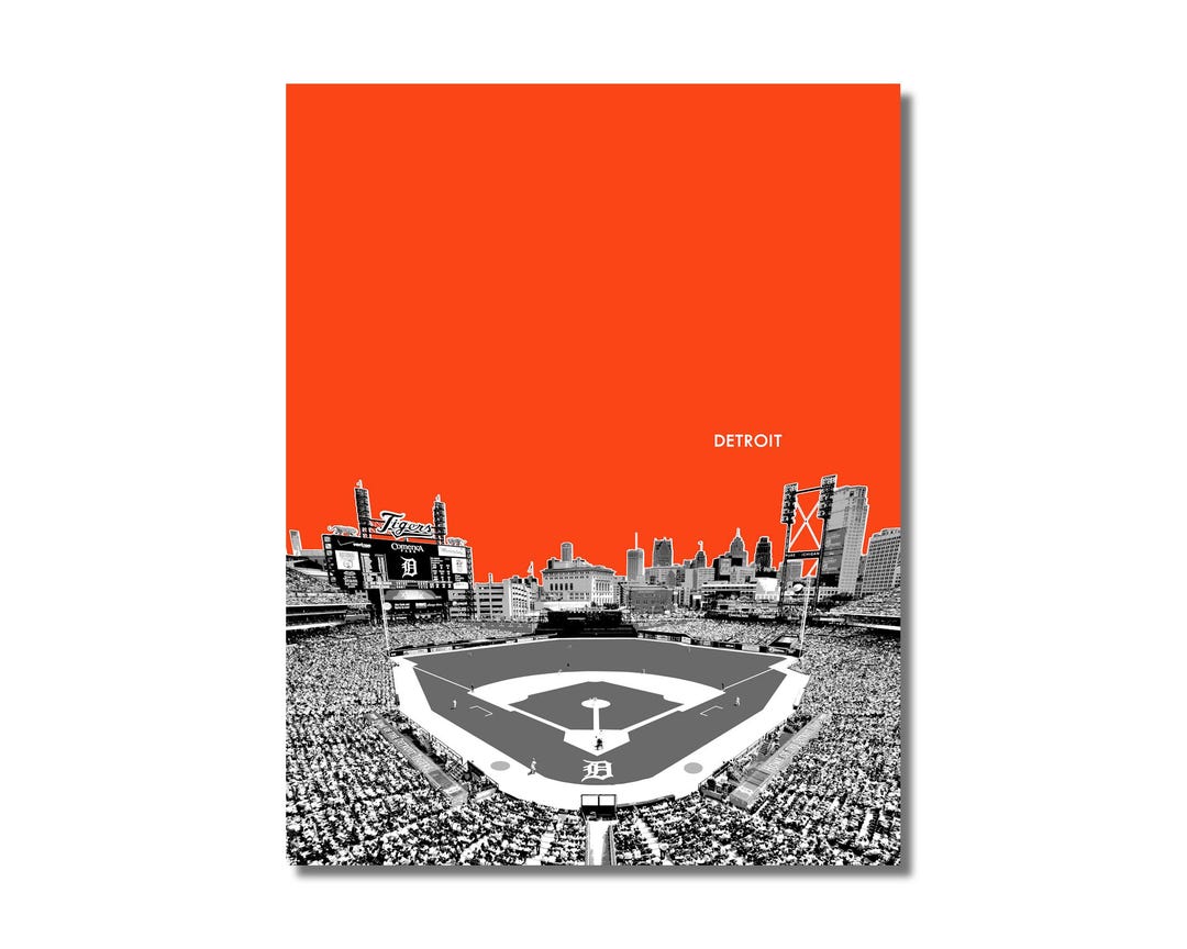 COMERICA PARK Detroit Tigers Photo Picture Baseball Stadium Skyline ...