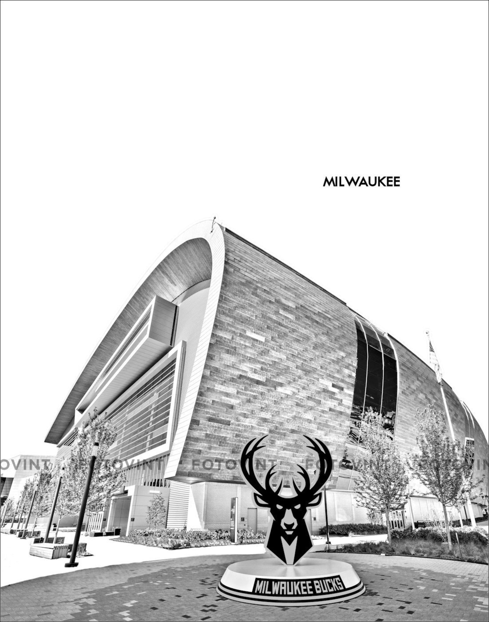 MILWAUKEE BUCKS Photo Picture FISERV Forum Basketball Stadium Skyline ...