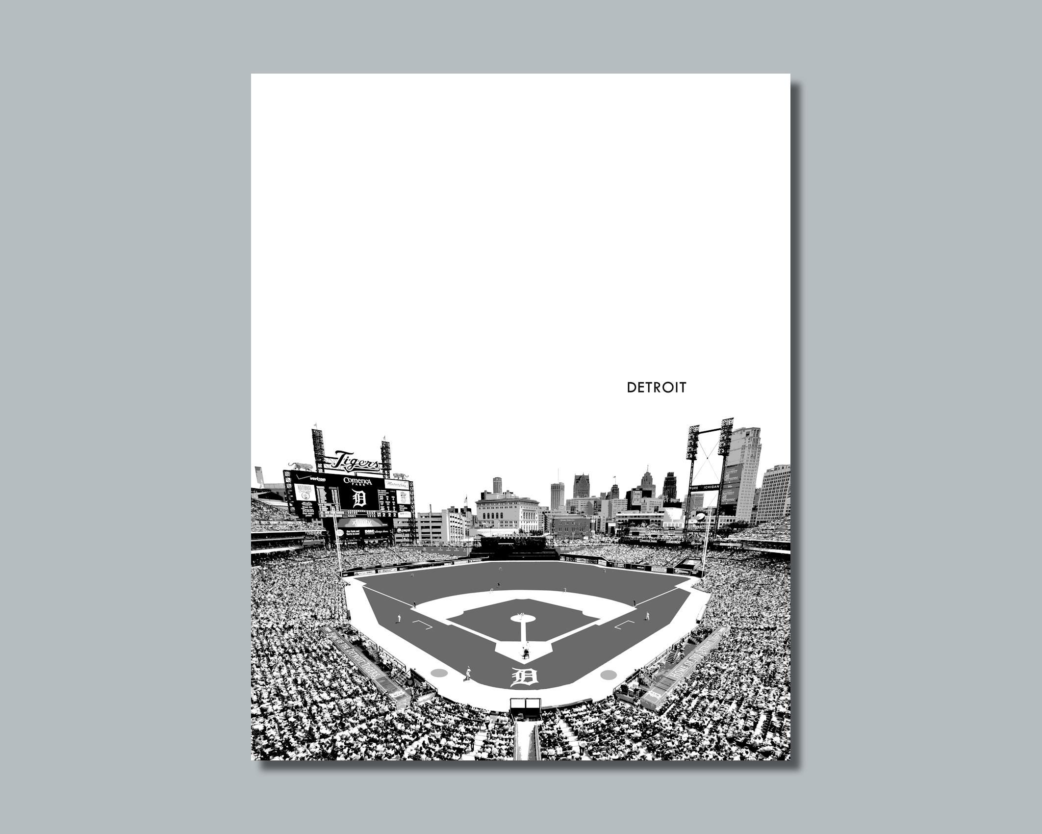 COMERICA PARK Detroit Tigers Photo Picture Baseball Stadium Skyline ...