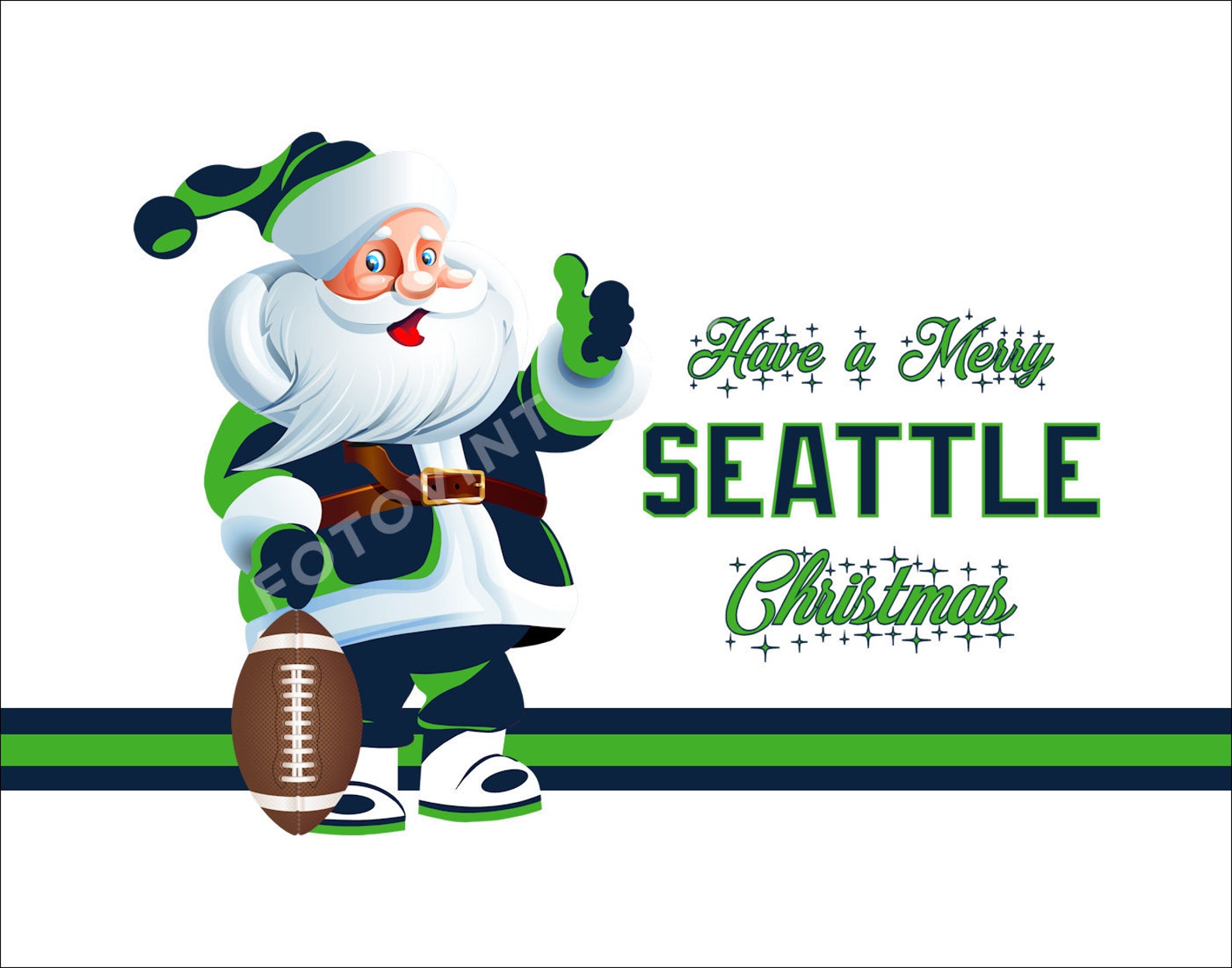 SEATTLE SEAHAWKS Christmas Photo Picture Santa Claus Holiday Decoration ...