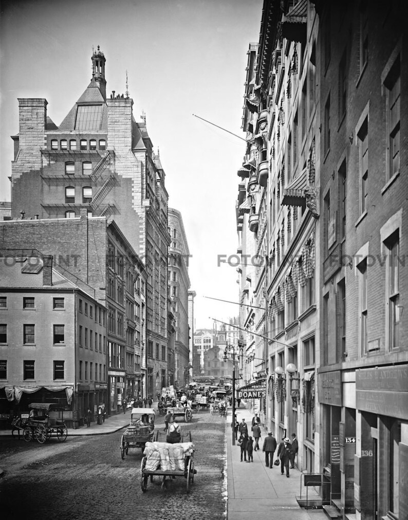 Vintage 1900 BOSTON State Street Photo Picture OLD Horse and - Etsy