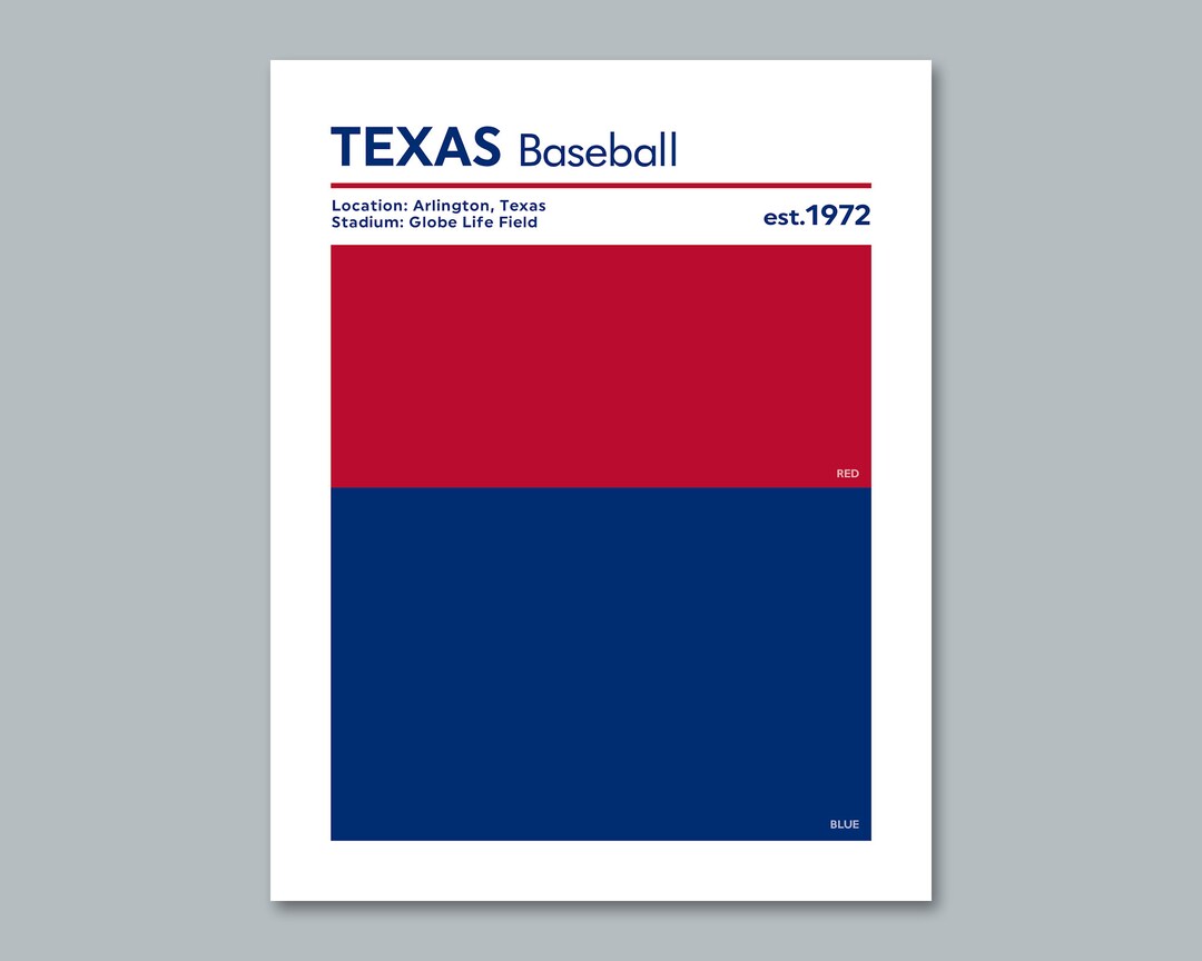 TEXAS RANGERS Team Color Swatch Photo Picture Baseball Poster Print ...
