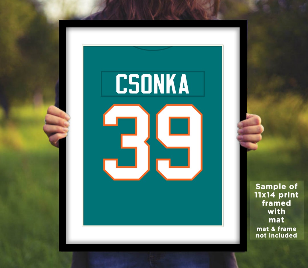 LARRY CSONKA Jersey Photo MIAMI Dolphins Throwback Football Aqua or ...