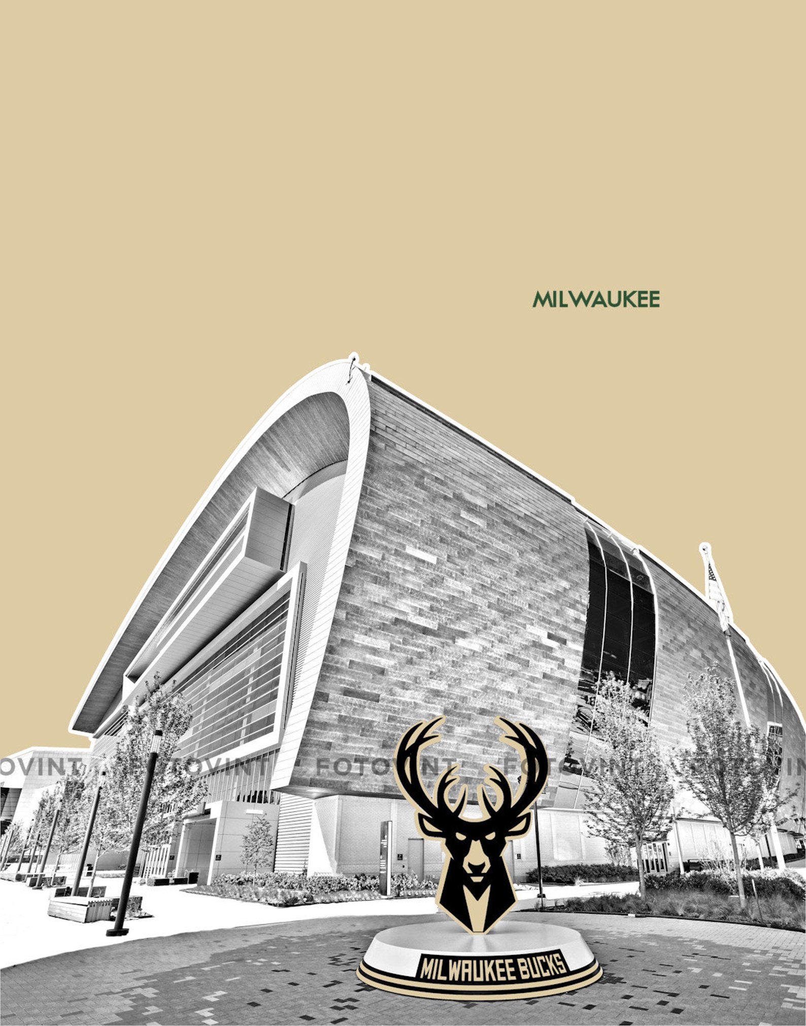 MILWAUKEE BUCKS Photo Picture FISERV Forum Basketball Stadium Skyline ...