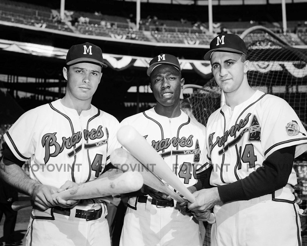 1957 MILWAUKEE BRAVES World Series Photo Picture Hank Aaron Eddie ...