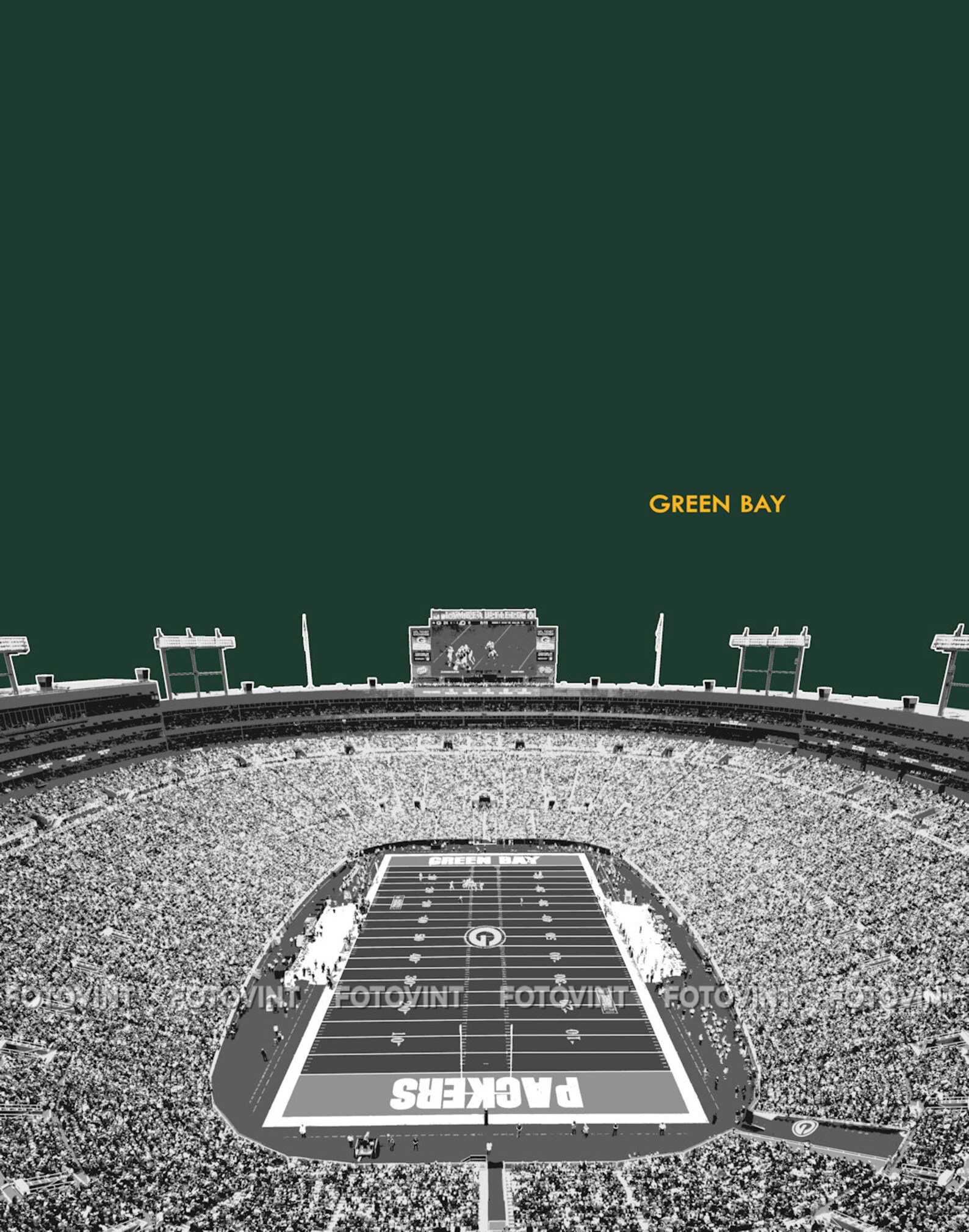 LAMBEAU FIELD Photo Picture Green Bay Packers Football SKYLINE Poster ...