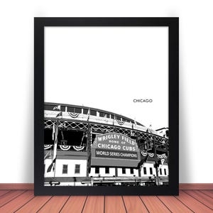 WRIGLEY FIELD Chicago Cubs Photo Picture Baseball Stadium Skyline ...