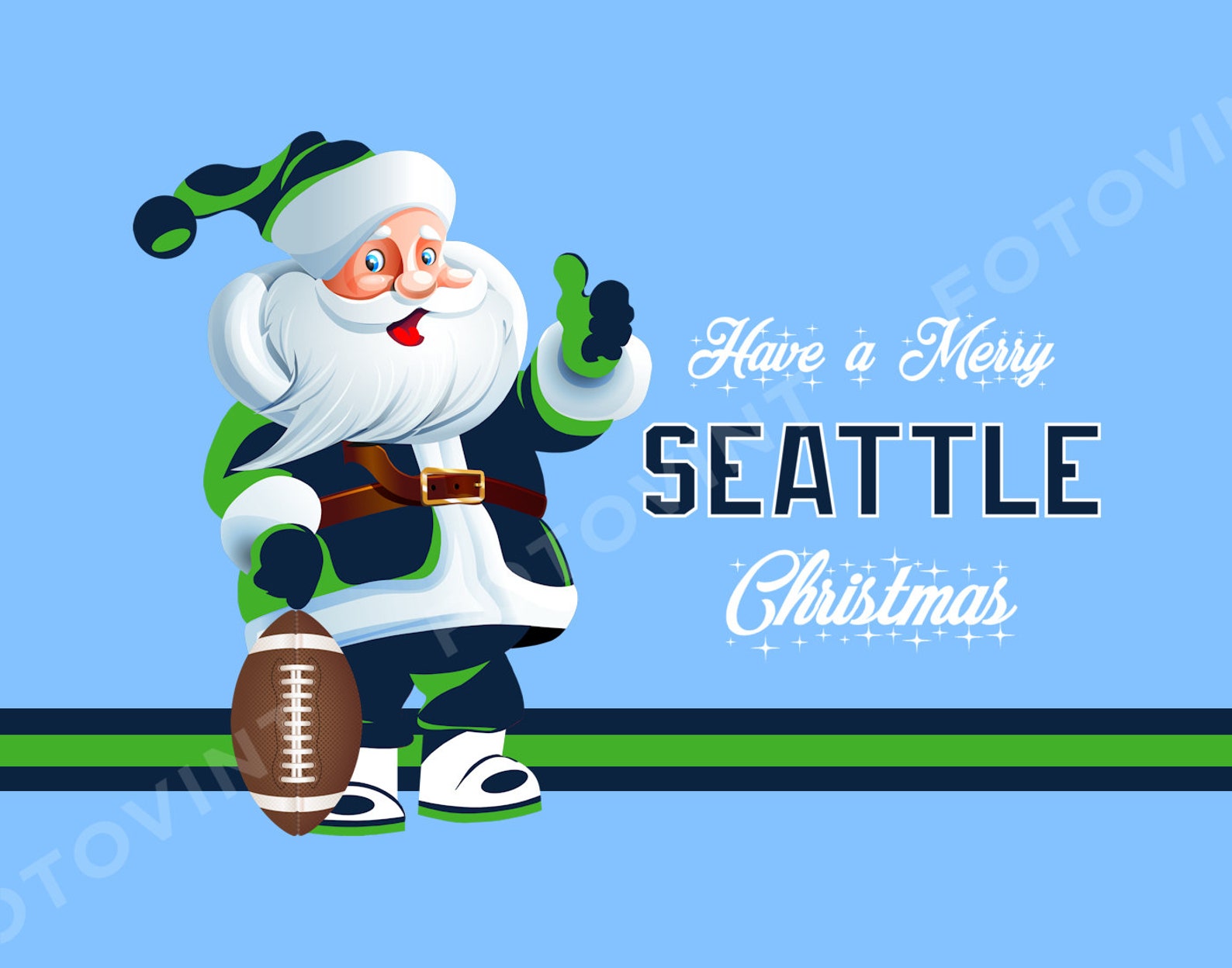 SEATTLE SEAHAWKS Christmas Photo Picture Santa Claus Holiday Decoration ...