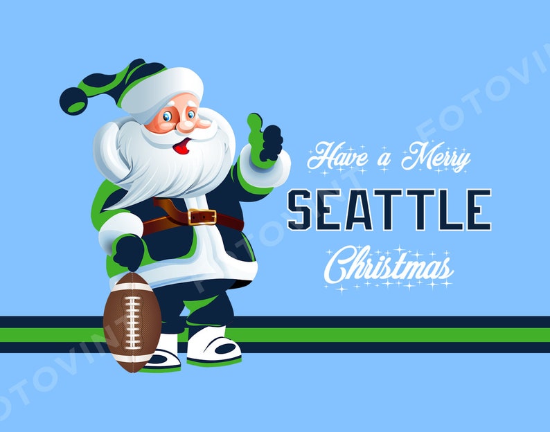 SEATTLE SEAHAWKS Christmas Photo Picture Santa Claus Holiday Decoration ...