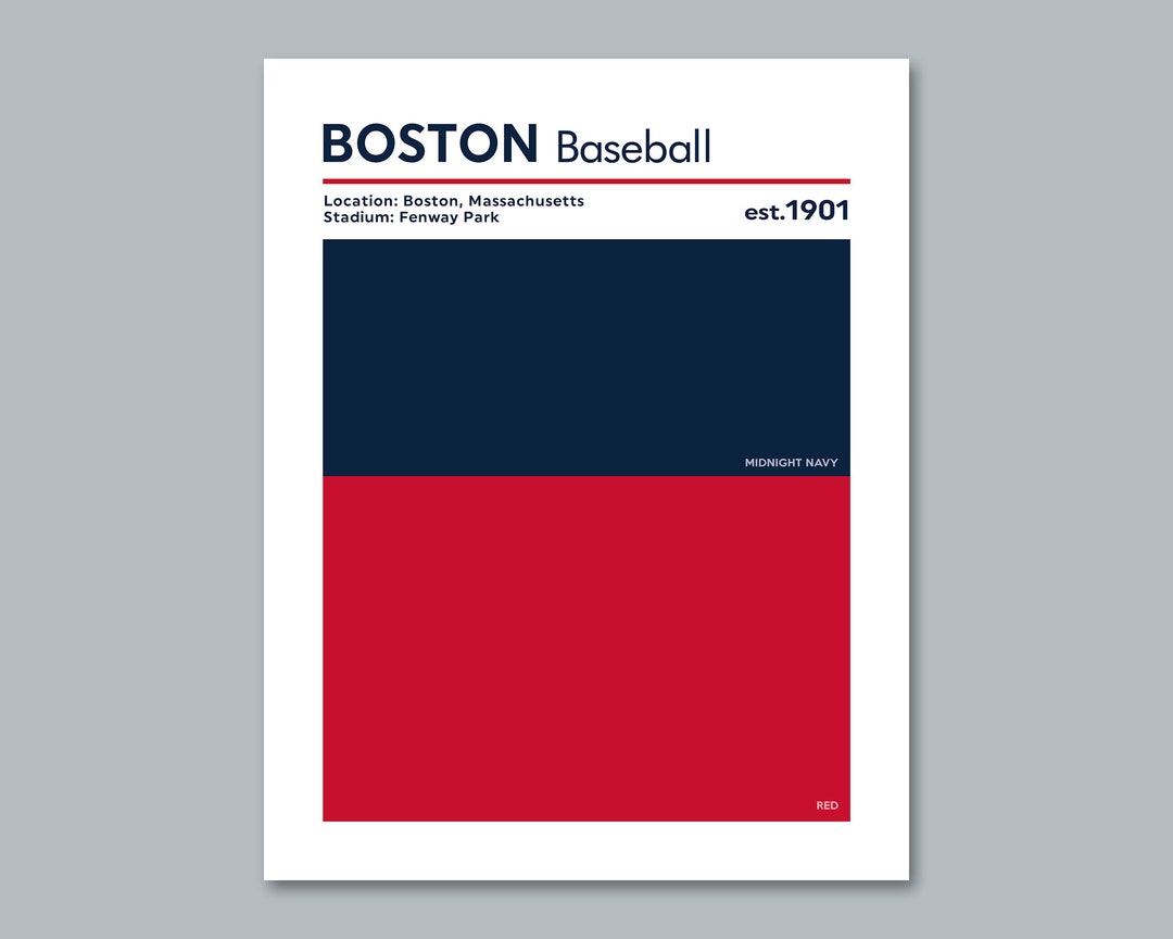 BOSTON RED SOX Team Color Swatch Photo Picture Baseball Poster Print ...