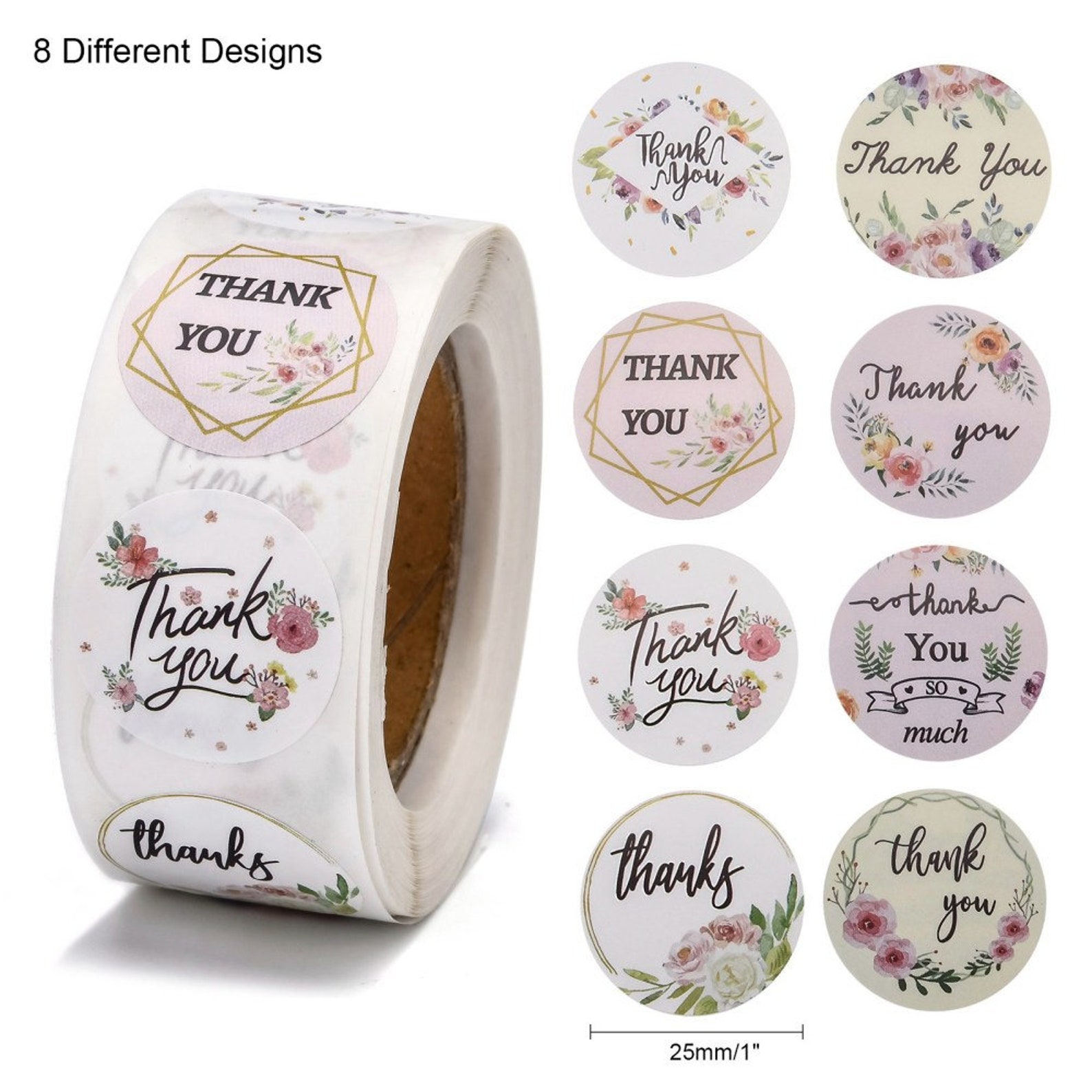 500pcs/roll Bulk Thank You Stickers Floral Variety - Etsy