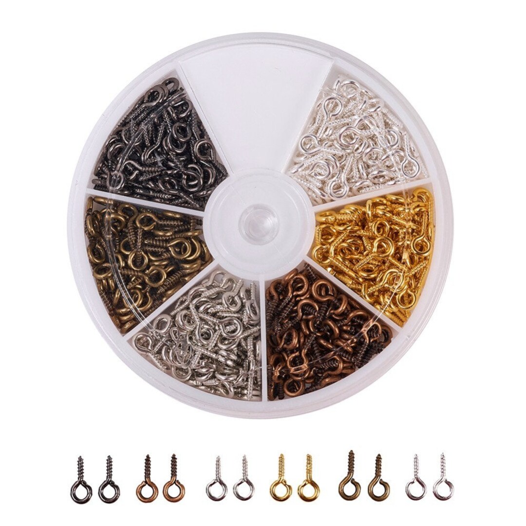 450pcs approx Peg Bails, Iron, Eye Screws, Pendant Screws for Half ...