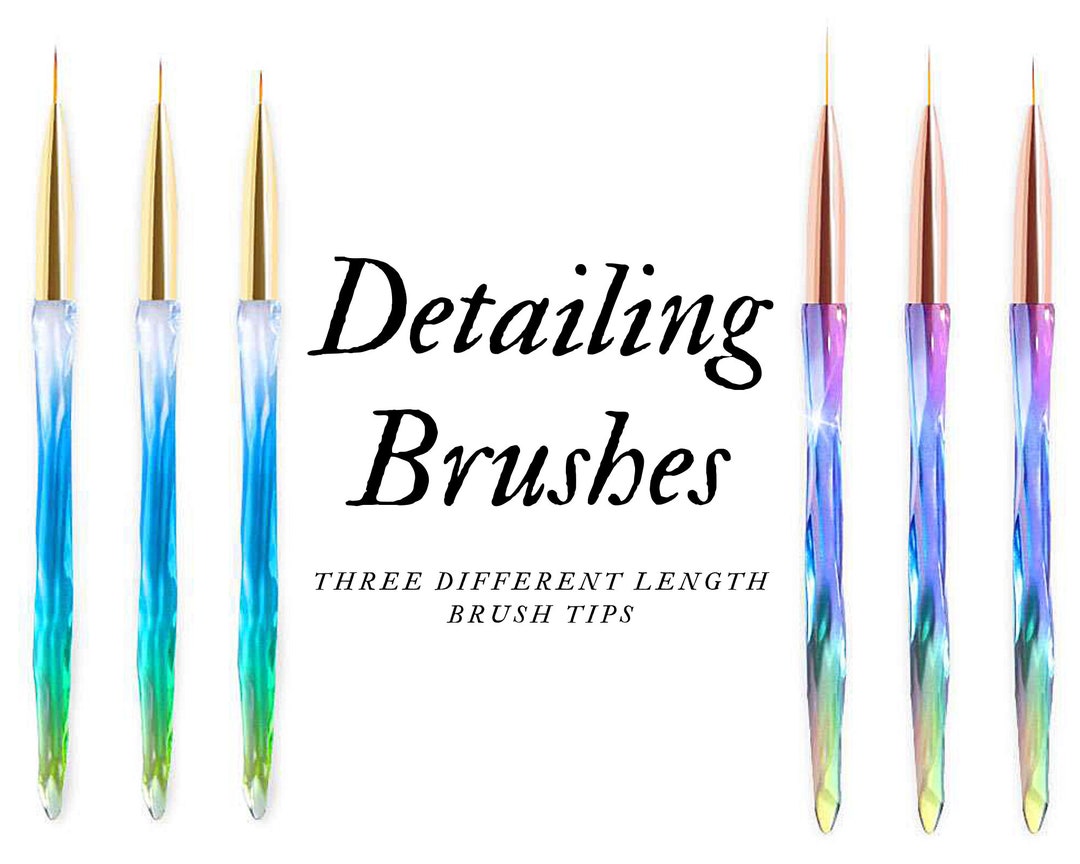 3 Detailed Paint Brushes, Mermaid, Nail Brush, 3 Different Sizes, 8mm ...