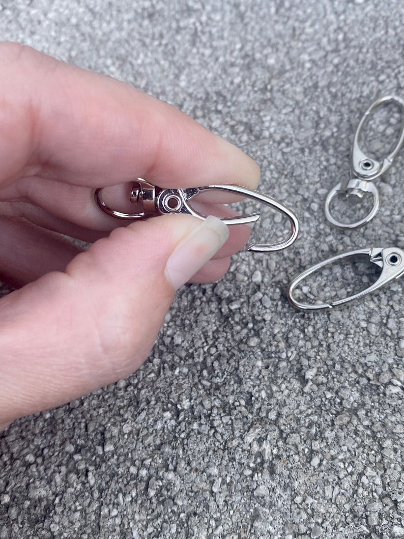 5 or 10 Oval Iron Swivel Keychain Clasps, Spring Clasps, Platinum or ...