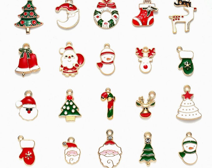 20 Piece Mixed Holiday Christmas Charms Pendants DIY Charm | Etsy