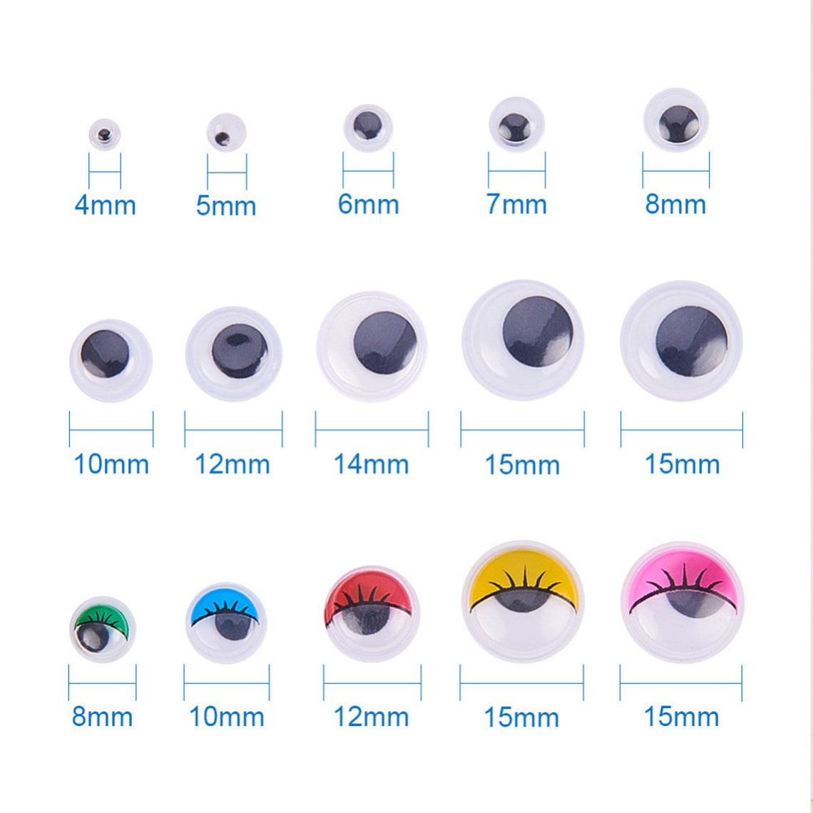 Bulk Wiggle Googly Eyes, Various Sizes, 300-1000plus Pieces, Colorful ...
