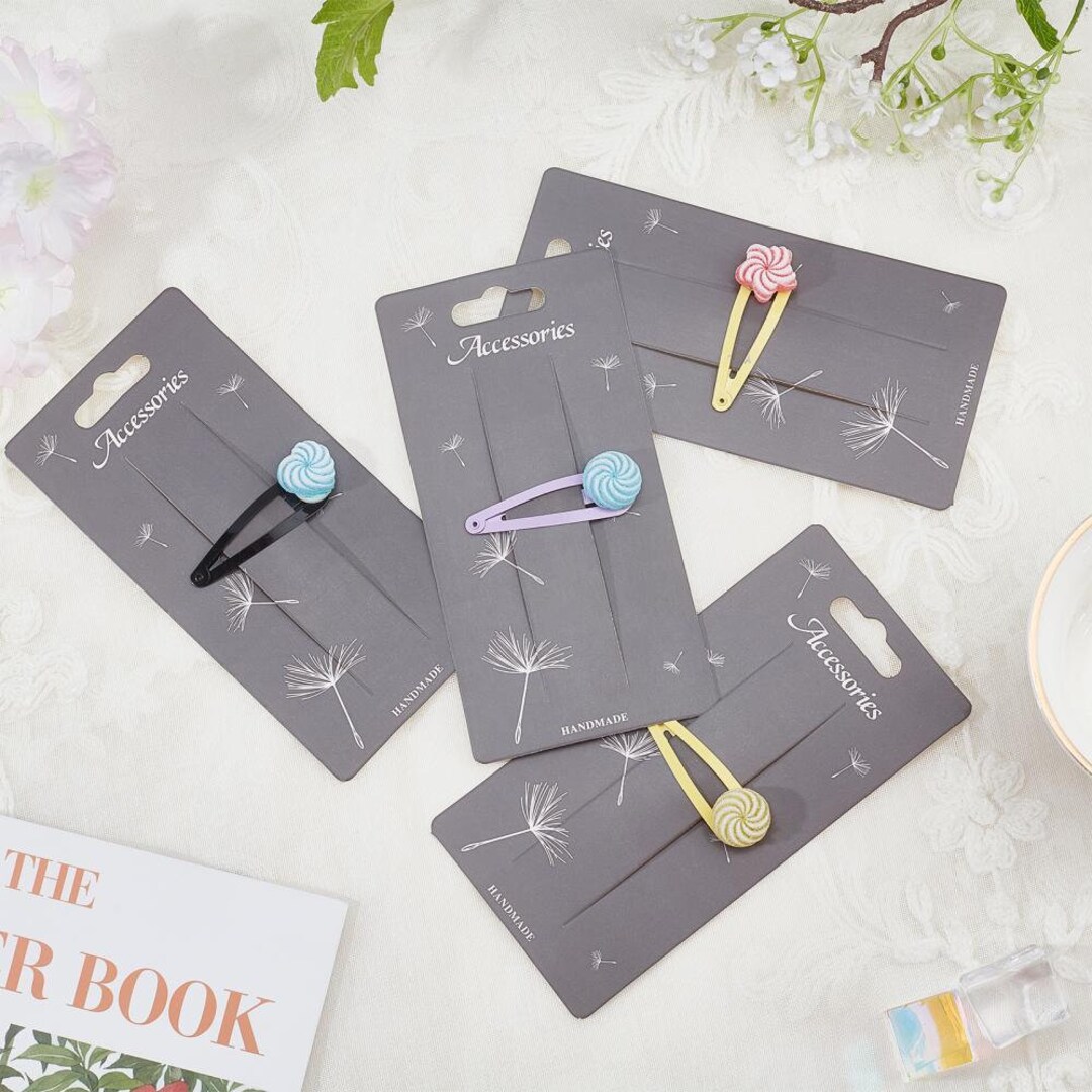 100 Barrette Hair Clip Cards, Flower, Blank Display Cards, Jewelry ...