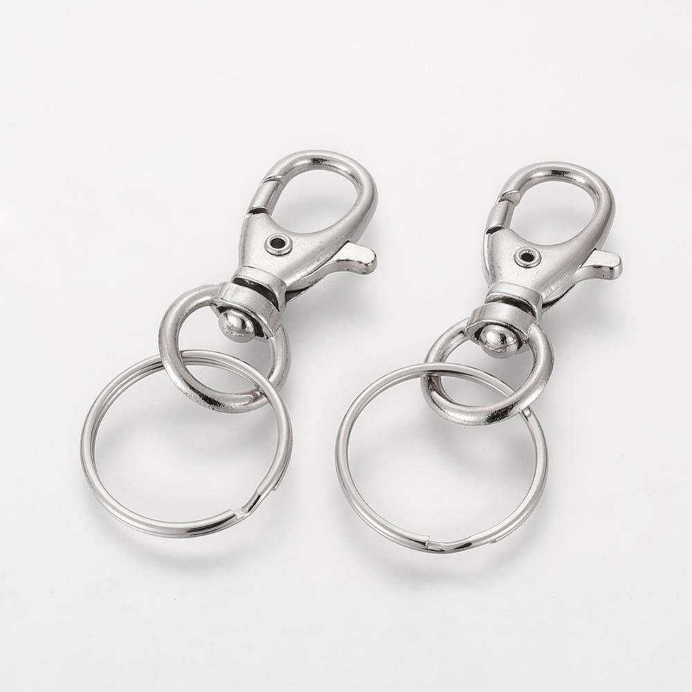 1, 5 or 10 Iron Swivel Keychain Clasps with 25mm Split Ring, Silver ...