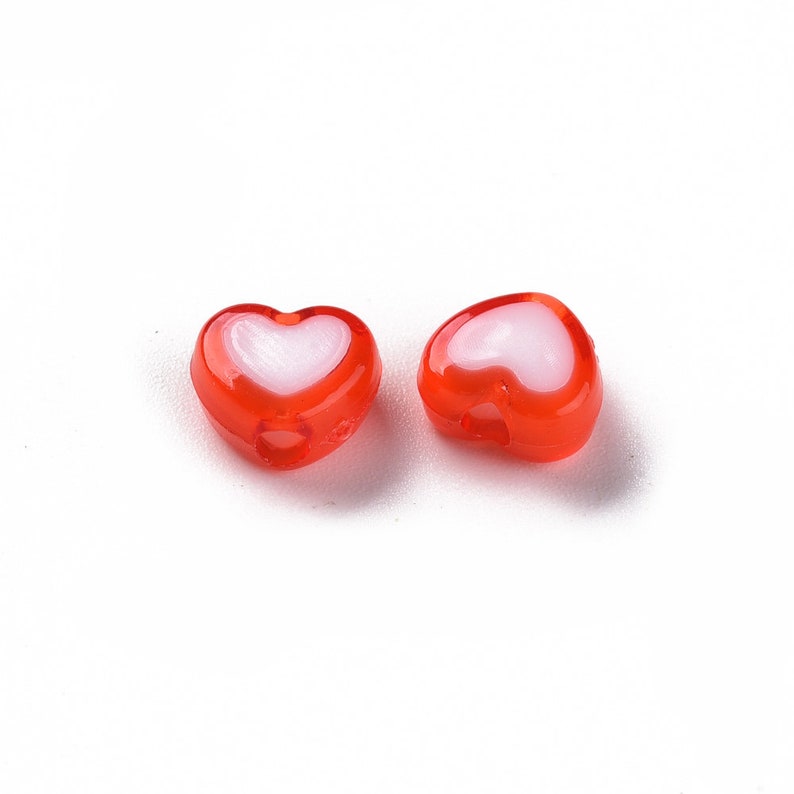 100 Heart Acrylic Beads, Small, Mix Color, 8mm, Transparent, DIY Craft ...