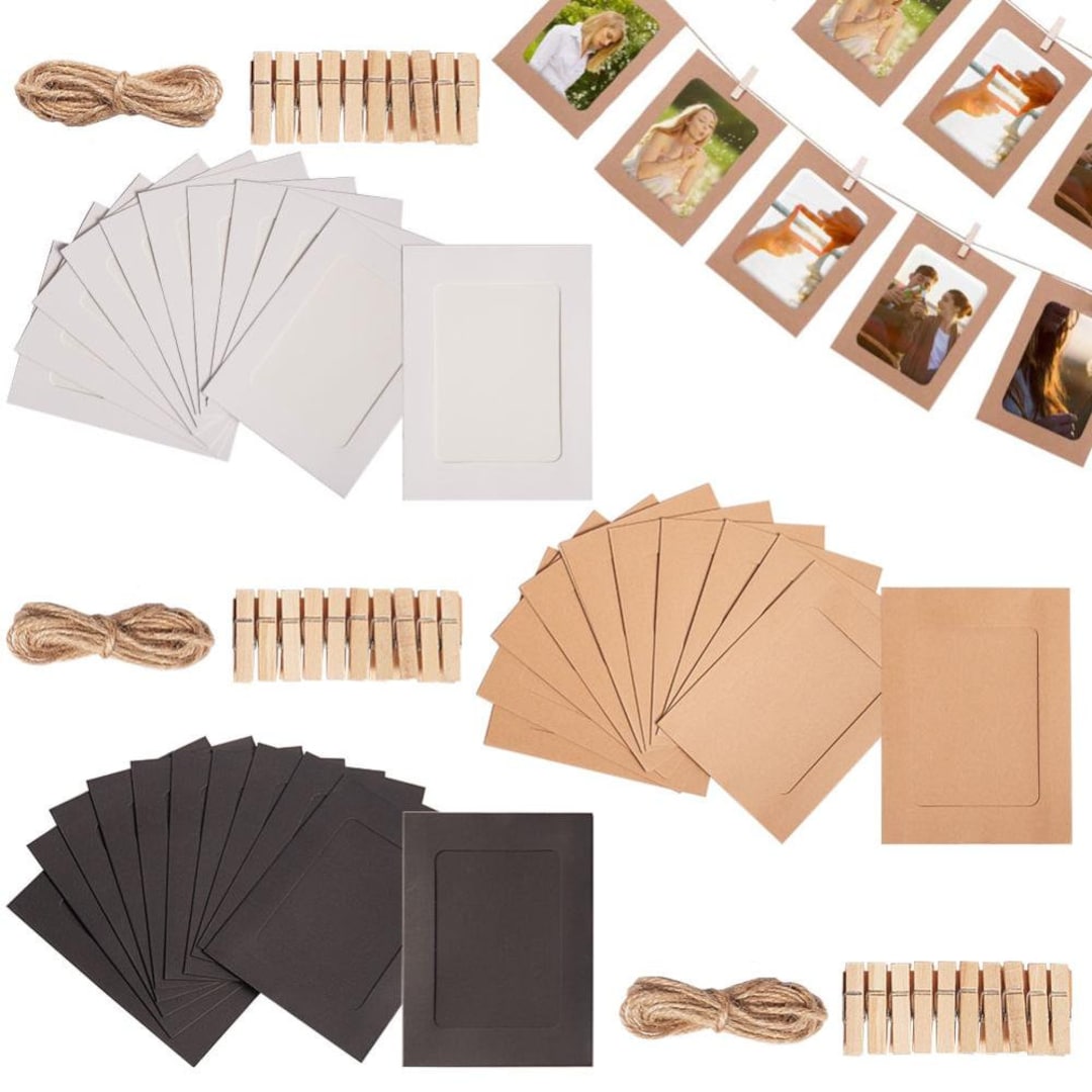 10 Paper Photo Frames With String and Clips, Photo Collage Wall ...