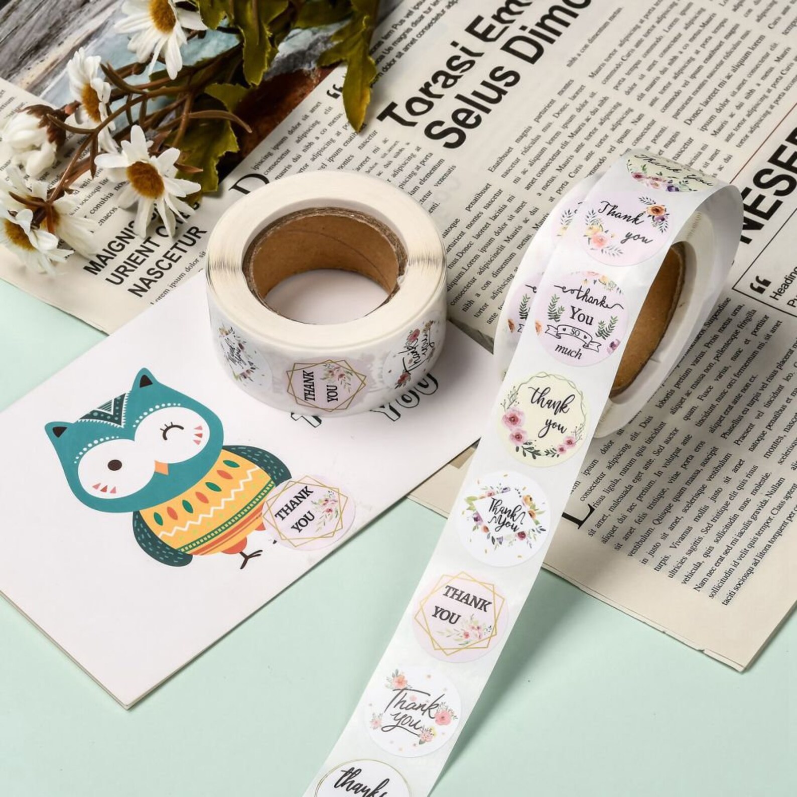 500pcs/roll Bulk Thank You Stickers Floral Variety - Etsy