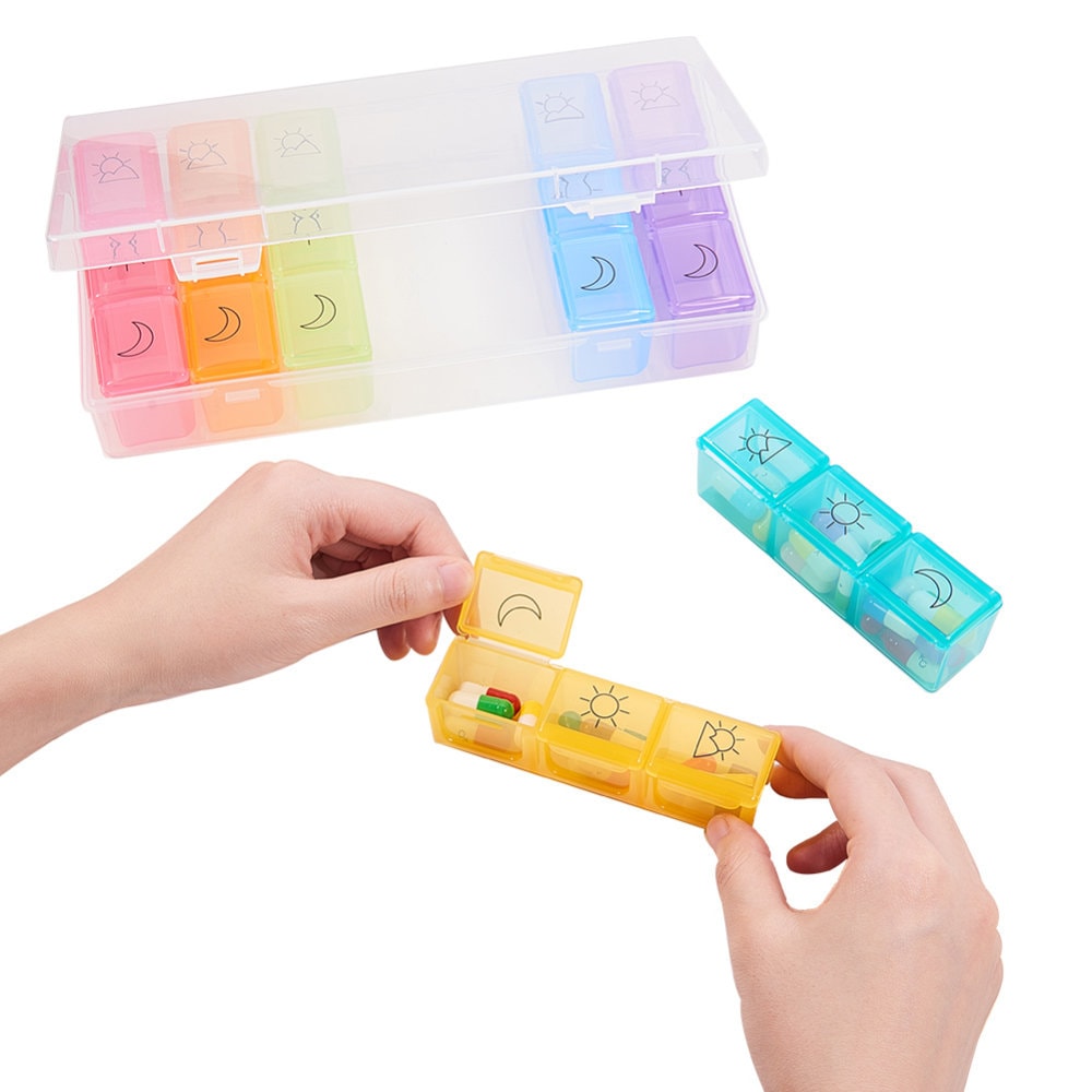 7-day Pill Box With Morning Noon Night Images 21 Separate - Etsy