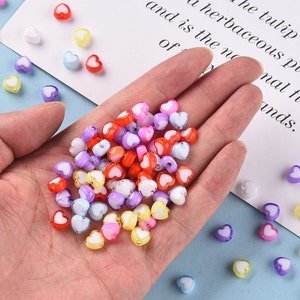 100 Heart Acrylic Beads, Small, Mix Color, 8mm, Transparent, DIY Craft ...