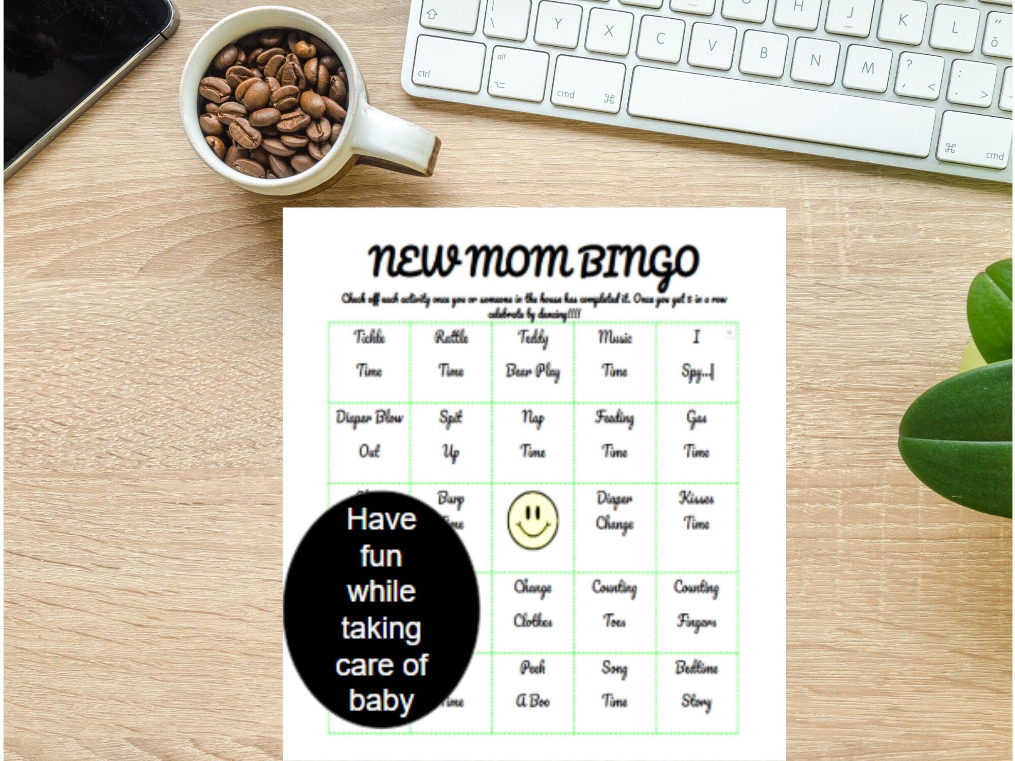 New Mom Bingo. Instant Download. Prefilled. Fun Way to Spend Time ...