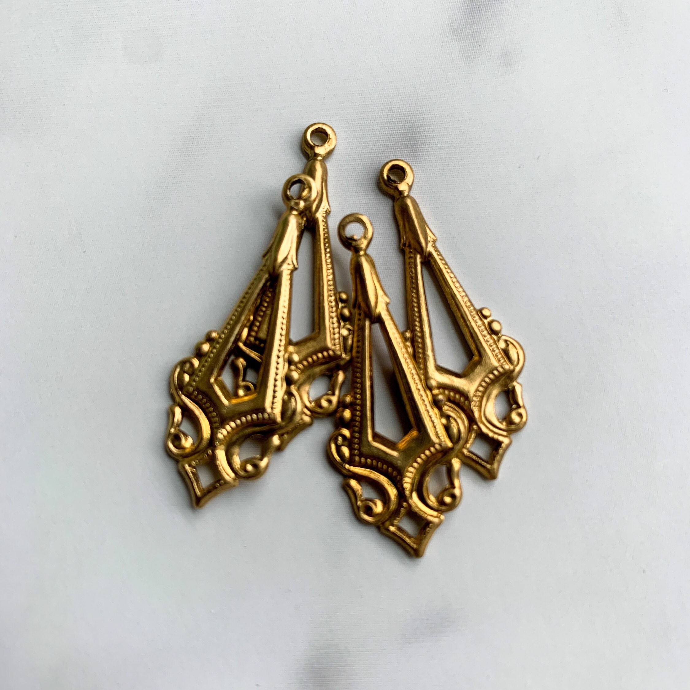 Gold Brass Art Deco Connector, Edwardian Chandelier Connectors LOT of 4 ...
