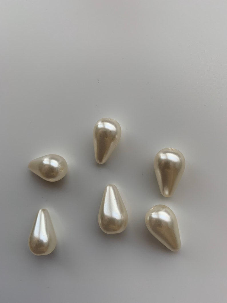 LOT of 6, PEARL TEARDROP Lot, Full Drilled, Teardrop Shaped Pearls ...