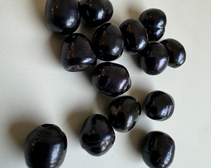 Real Black PEARL Lot, Full Drilled, OVAL Shaped Real FRESHWATER Pearls ...