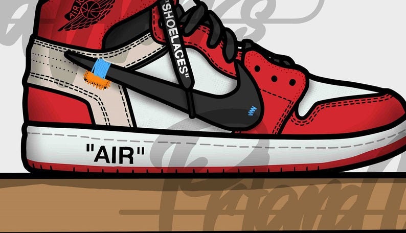 Jordan X Off-white Chicago With Box Minimal Sneakers Digital Artwork ...