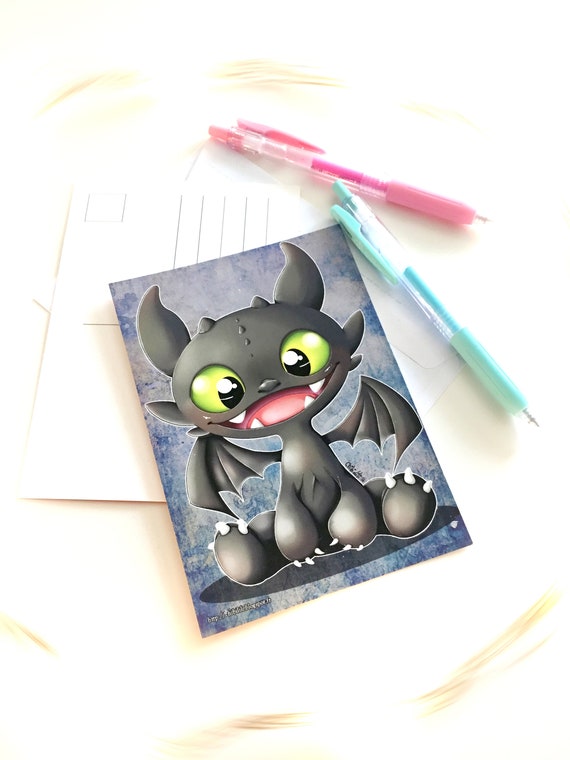 Postcard toothless | Etsy