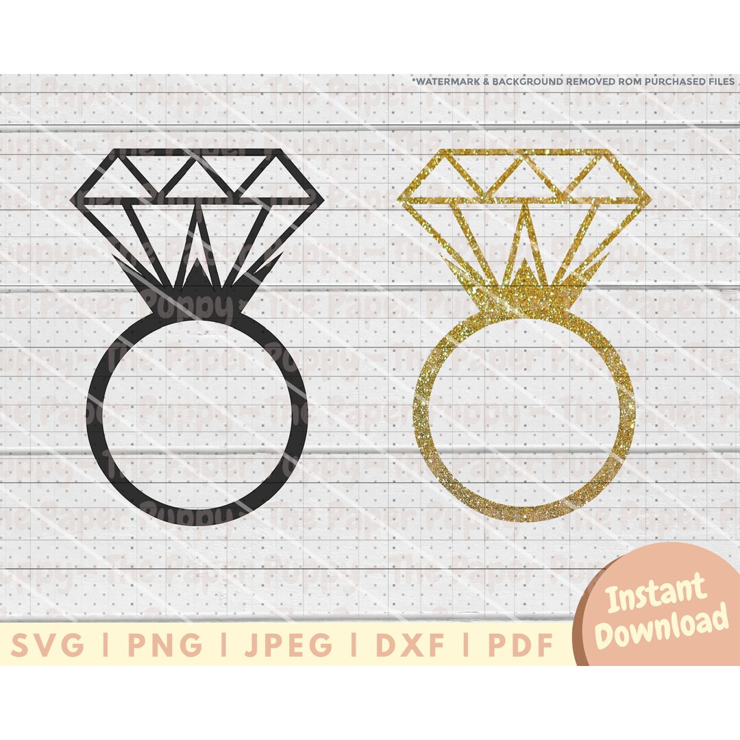 Diamond Ring SVG File - PNG, PDF, Dxf, Cut File for Cutters and More ...