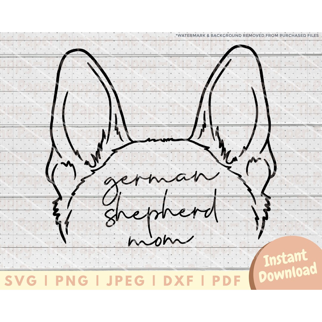 German Shepherd Ear SVG File PNG, PDF, Dxf, Cut File for Cutters and ...