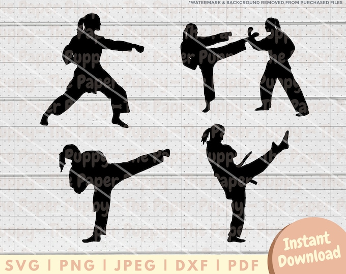 Karate SVG File Silhouettes Karate Svg, Martial Arts Svg, Fighting Svg ...