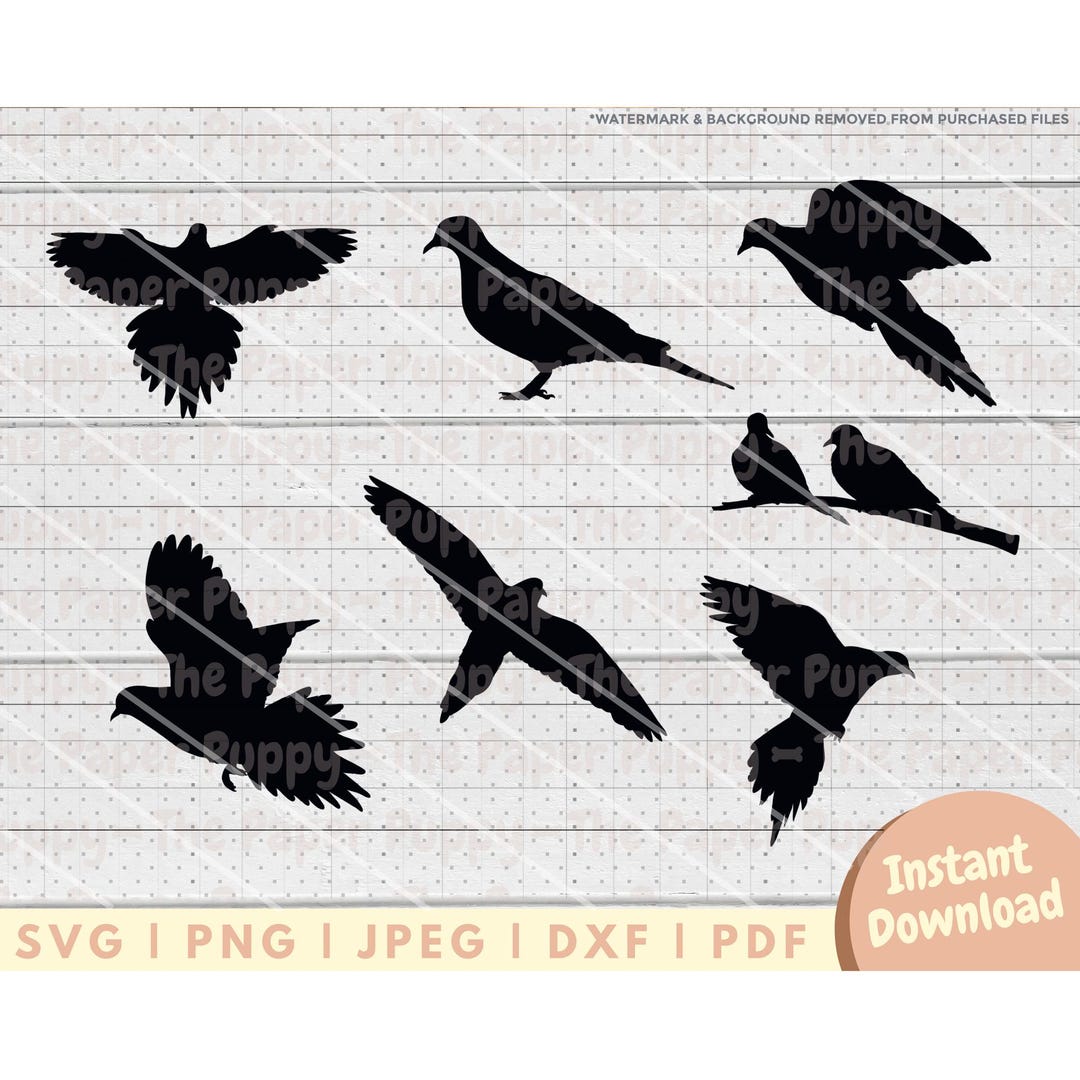 Dove SVG File Bundle - PNG, PDF, Dxf, Cut File for Cutters & More ...