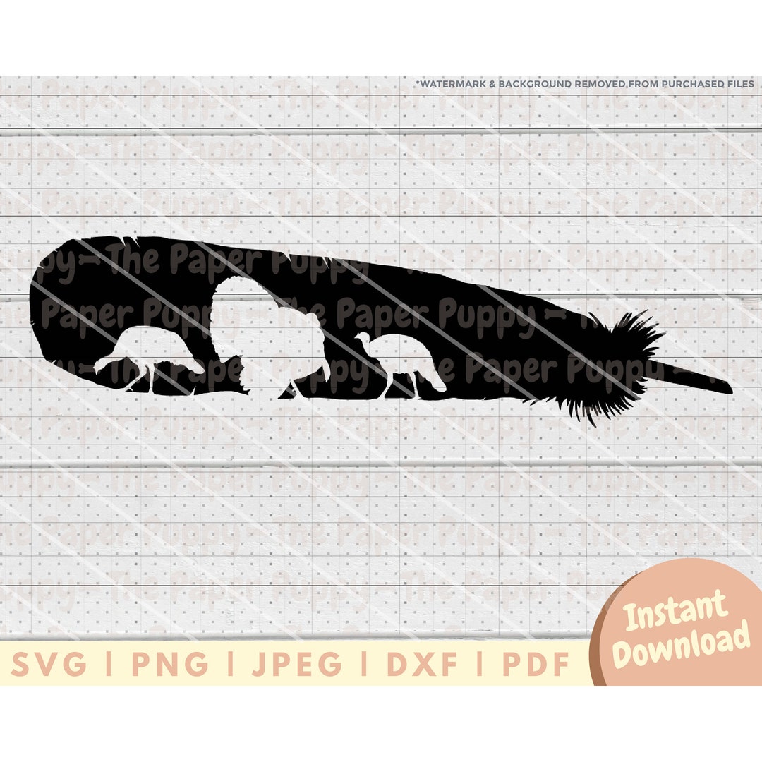 Turkey Feather SVG - PNG, PDF, Dxf, Cut File for Cutters and More ...