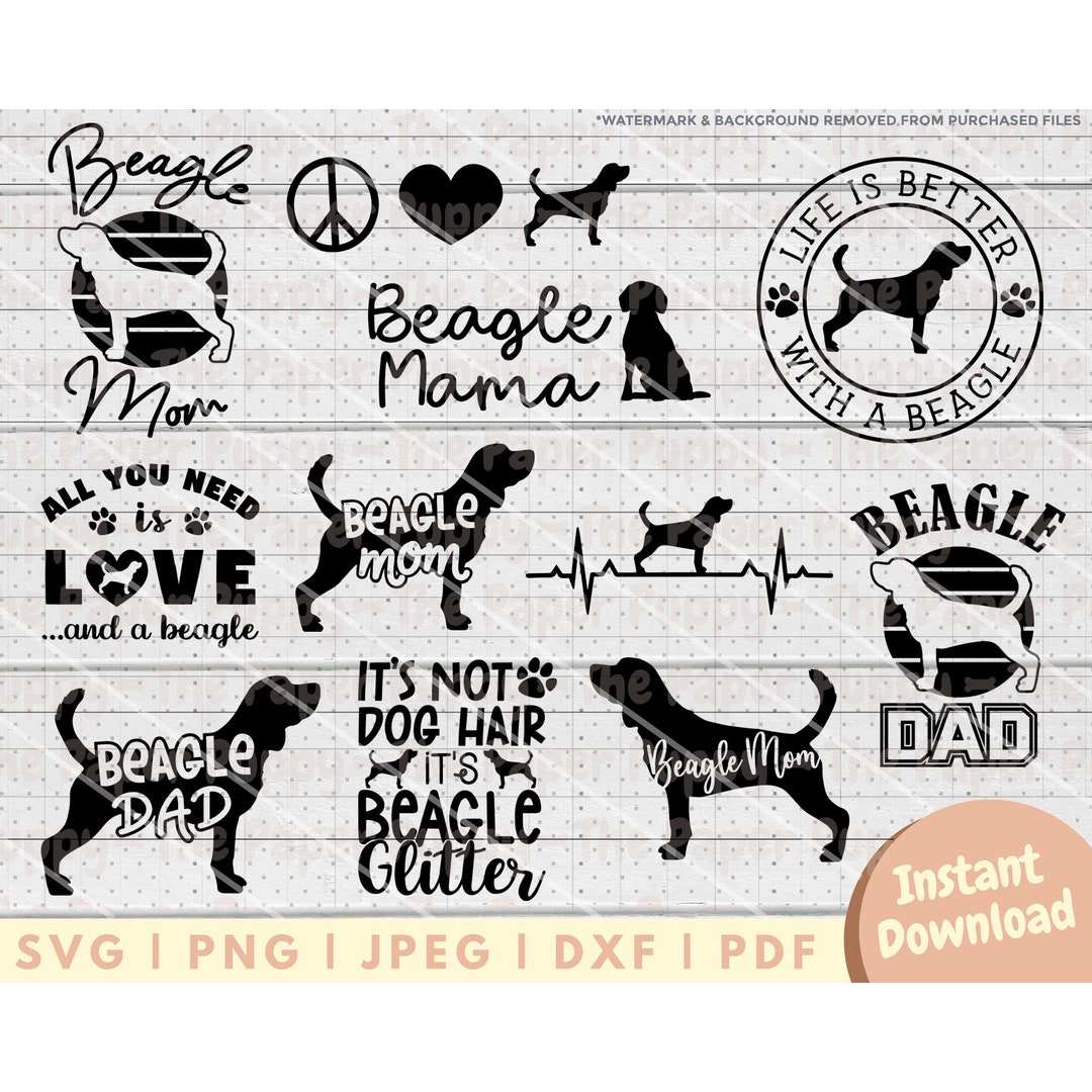 Beagle SVG File Bundle - PNG, PDF, Dxf, Cut File for Cutters and More ...