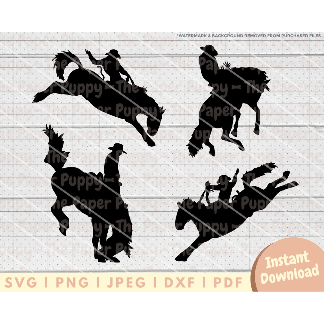 Bronc Riding SVG File PNG, PDF, Dxf, Cut File for Cutters and More ...
