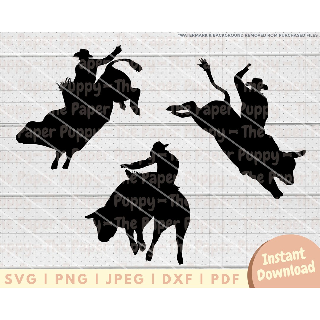 Bull Riding SVG File - PNG, PDF, Dxf, Cut File for Cutters and More ...