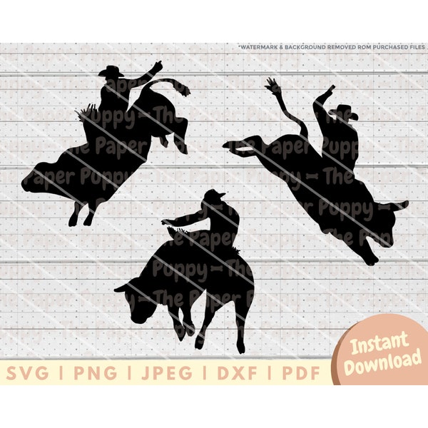 Bull Riding Clipart - Etsy
