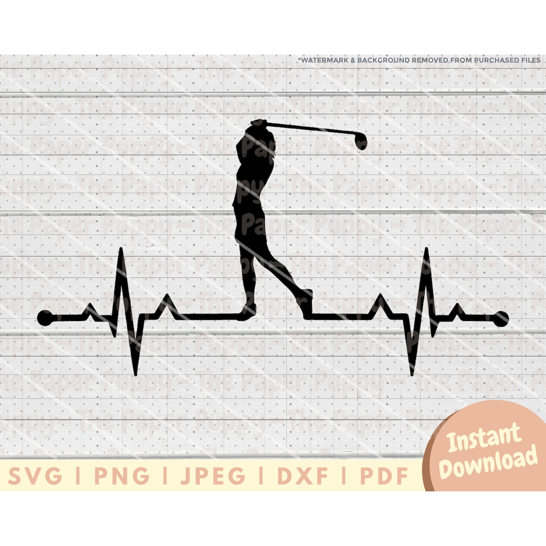 Golf Heartbeat SVG File - PNG, PDF, Dxf, Cut File for Cutters and More ...