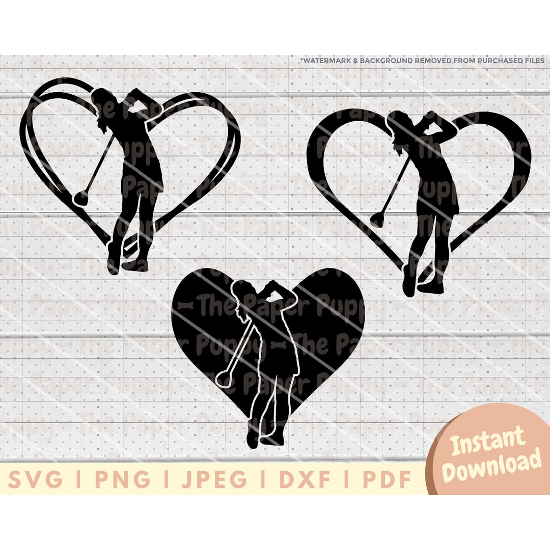 Golf Heart SVG File PNG, PDF, Dxf, Cut File for Cutters and More Lady ...