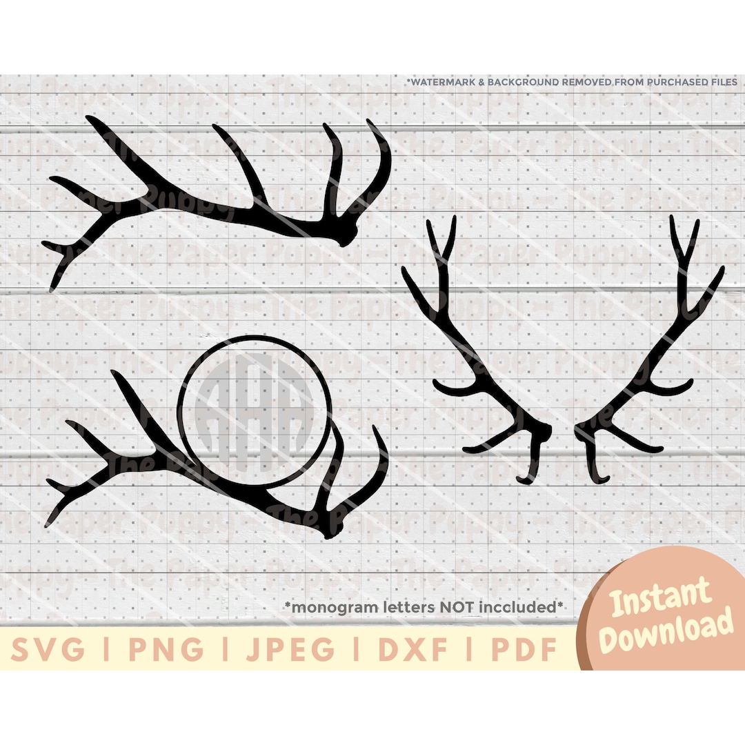 Elk Antler SVG File - PNG, PDF, Dxf, Cut File for Cutters and More ...